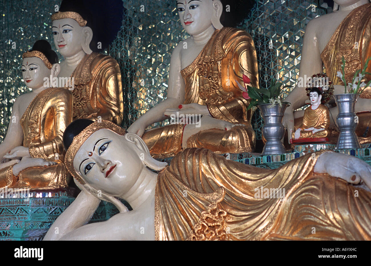 Buddha images Shwedagon Pagoda Rangoon Burma Reclining Buddha Stock ...