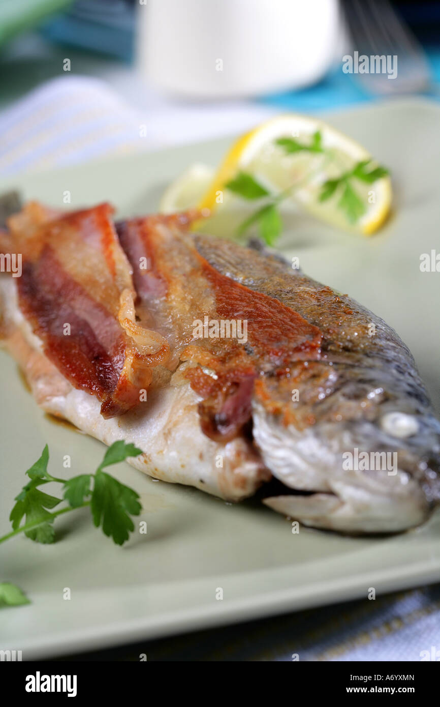 Stone cooked trout Stock Photo - Alamy