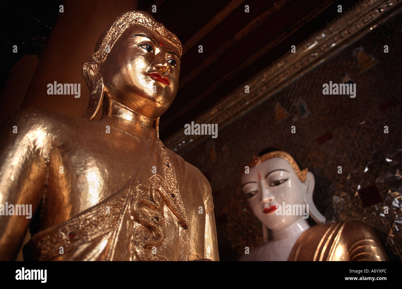 Gilded Buddha images Shwedagon Pagoda Rangoon Burma Stock Photo - Alamy