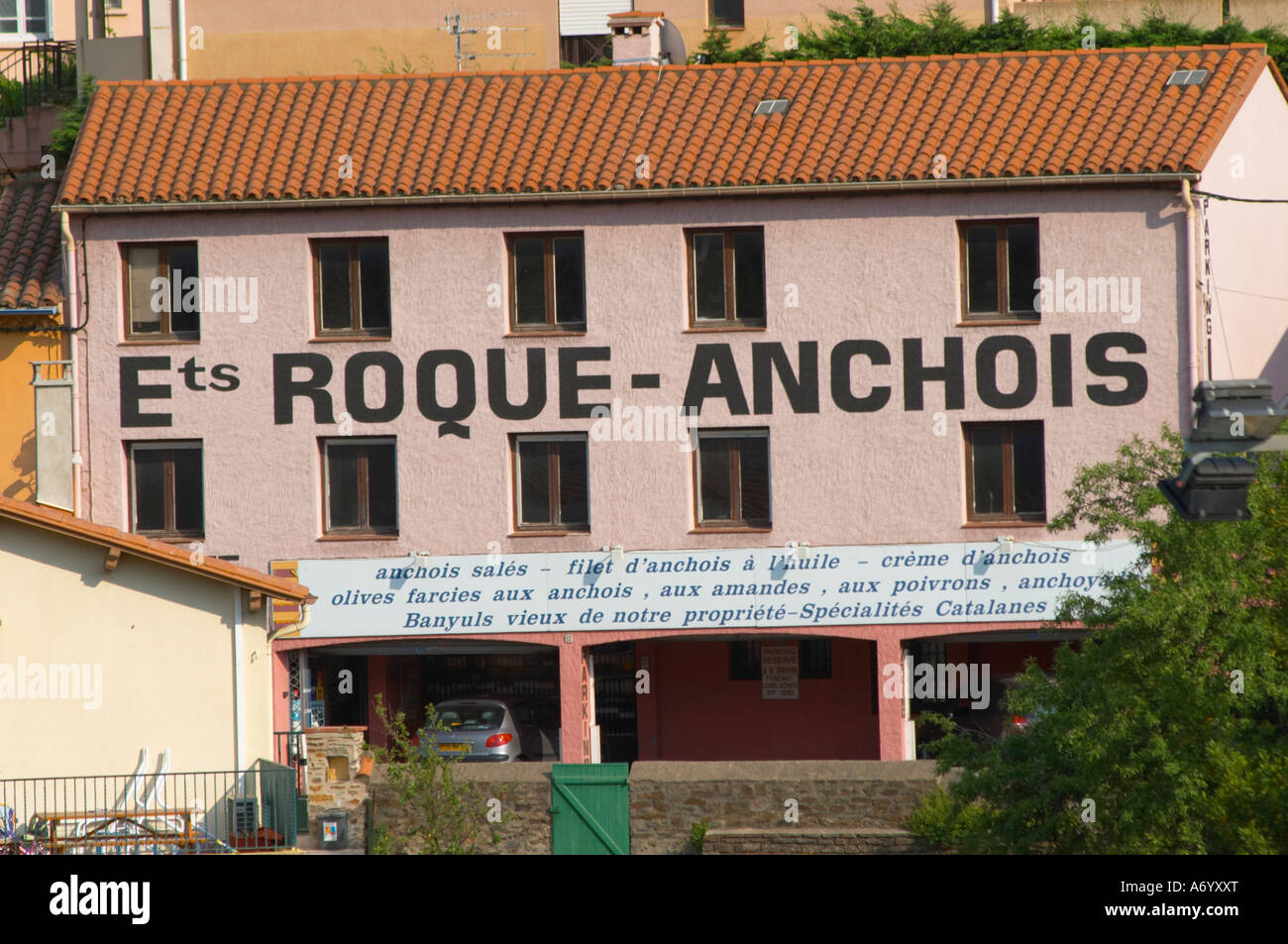 Etablissement Roque Anchois anchovies factory, house painted with ...