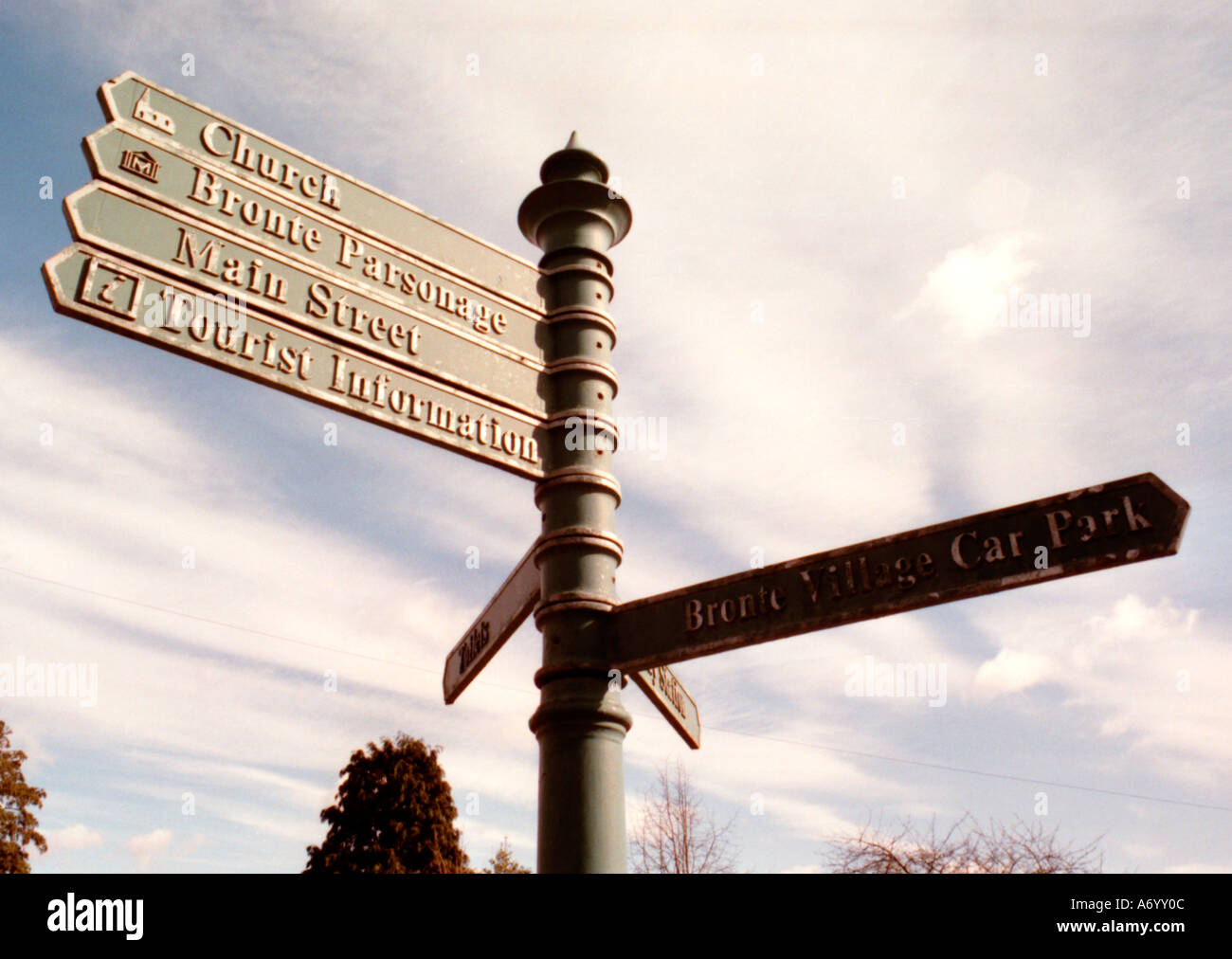 Fingerpost sign Haworth Stock Photo - Alamy