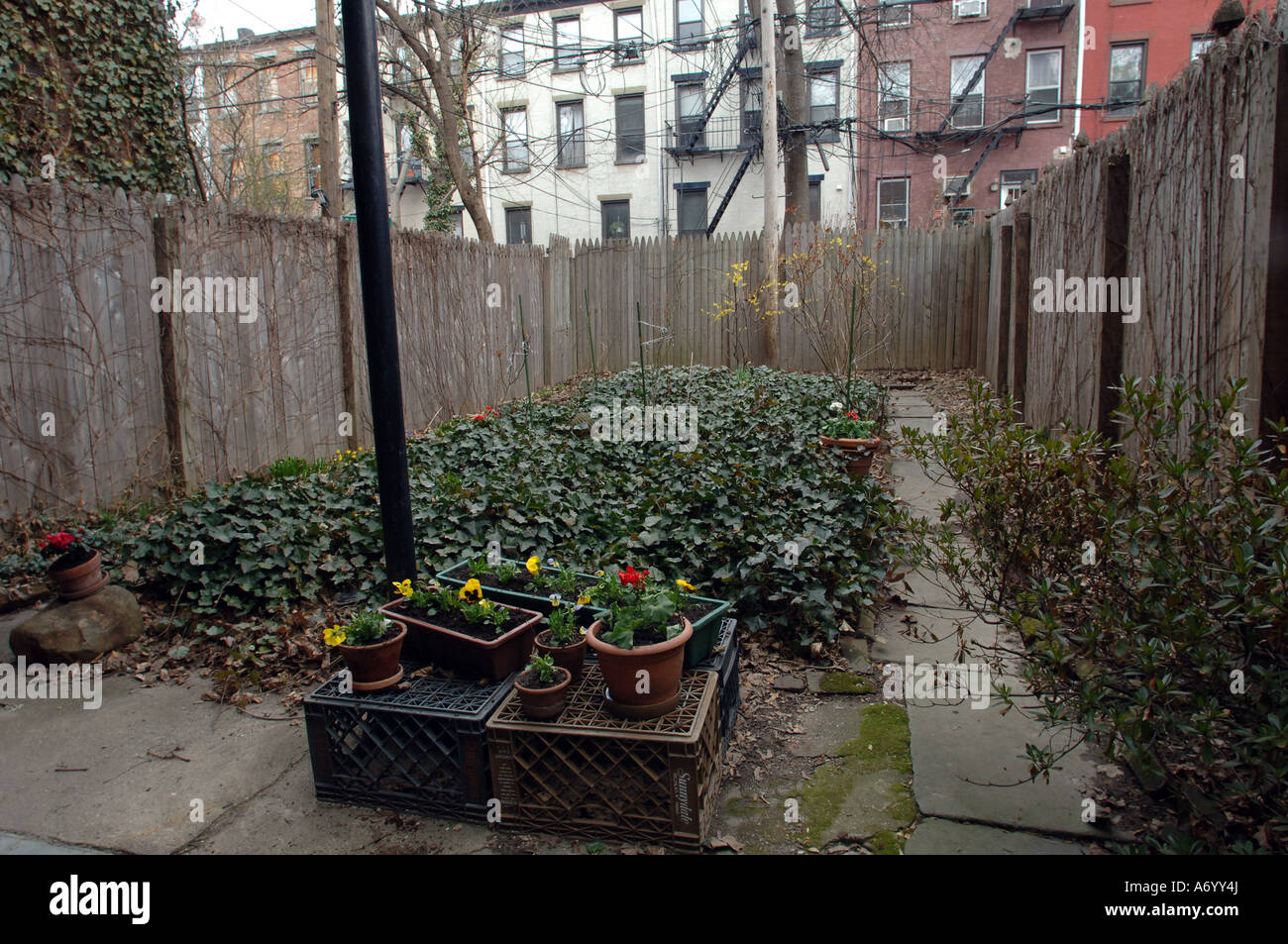 Backyard of brownstone home in Brooklyn Stock Photo - Alamy