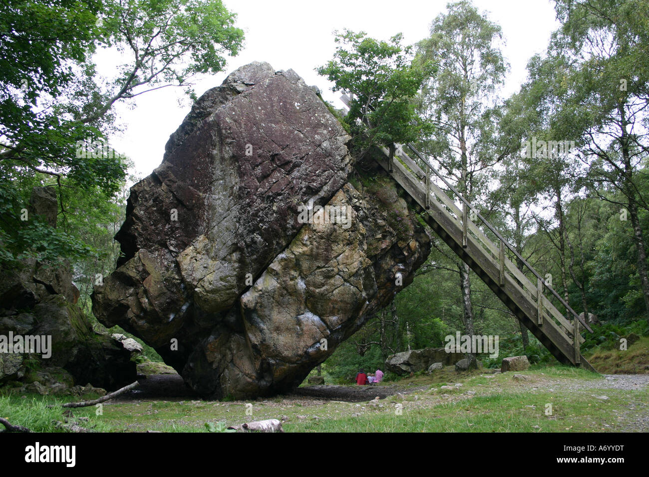 The Bowder Stone, Borrowdale, Cumbria, Lake District, UK Stock Photo ...
