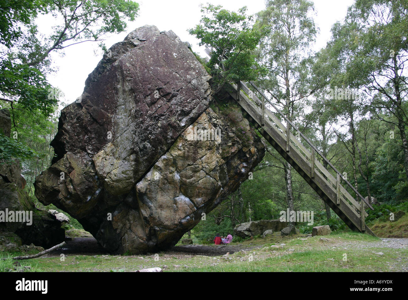 The Bowder Stone, Borrowdale, Cumbria, Lake District, UK Stock Photo ...