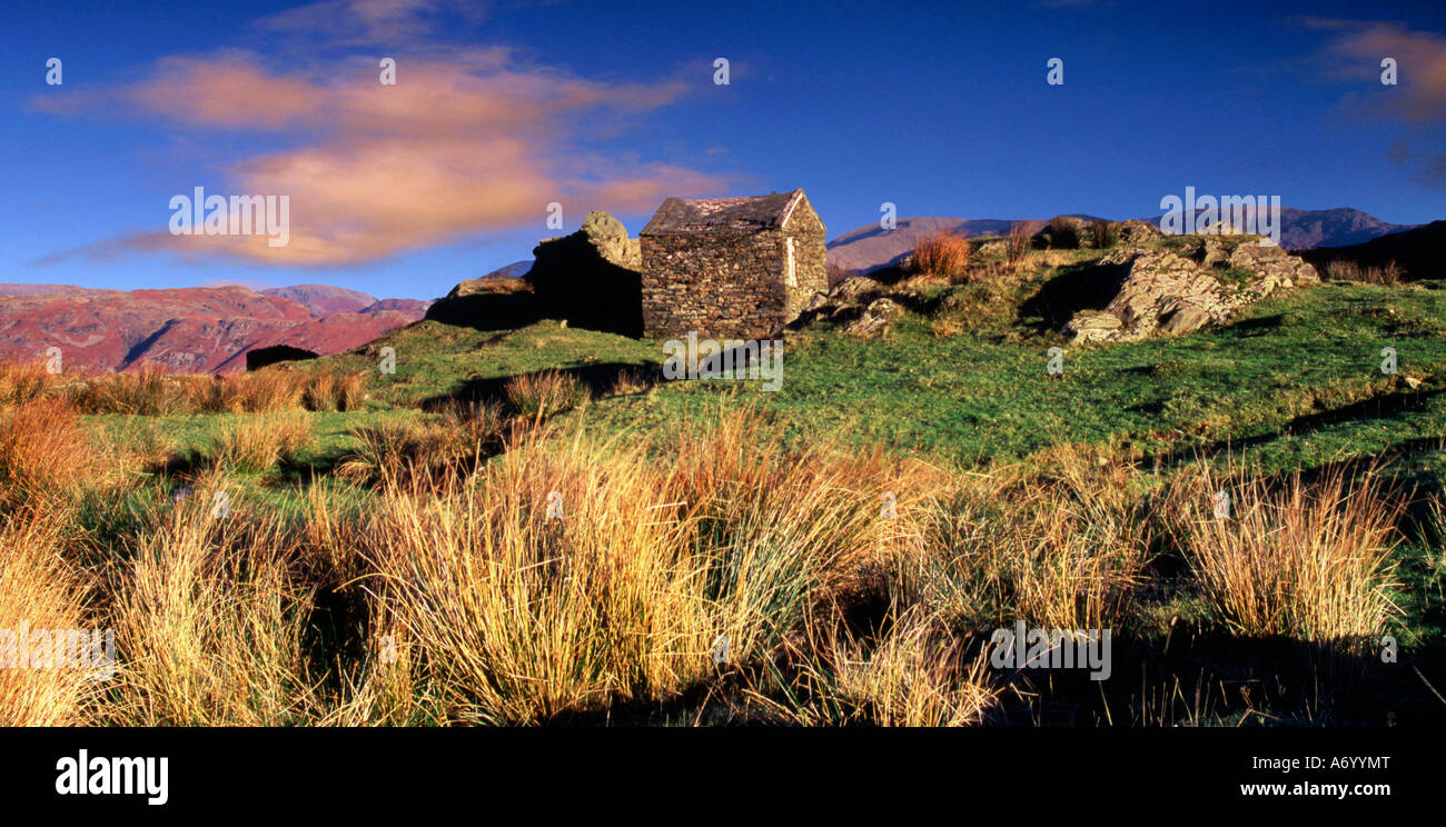 Slate stone shed on the Cumbrian fells England United Kingdom Stock ...