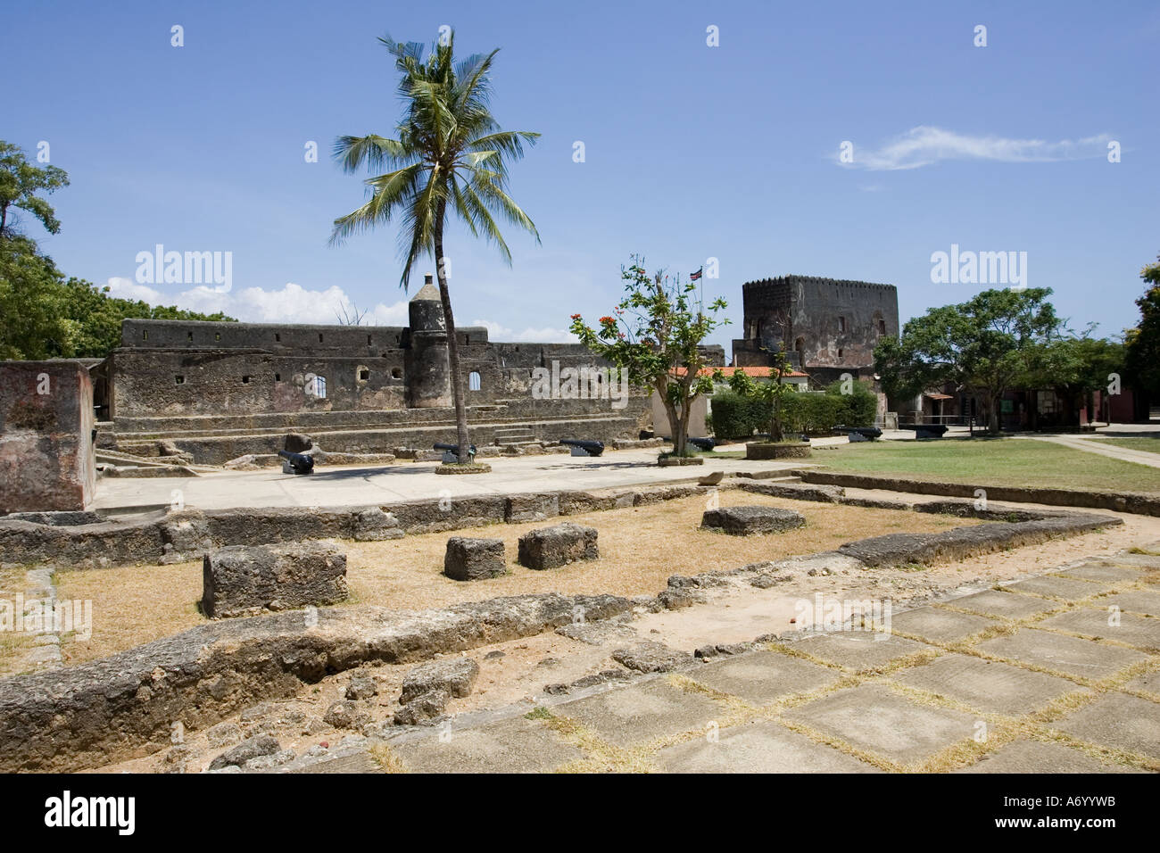 Walls and ruins of the ancient garrison of Fort Jesus now a museum in ...