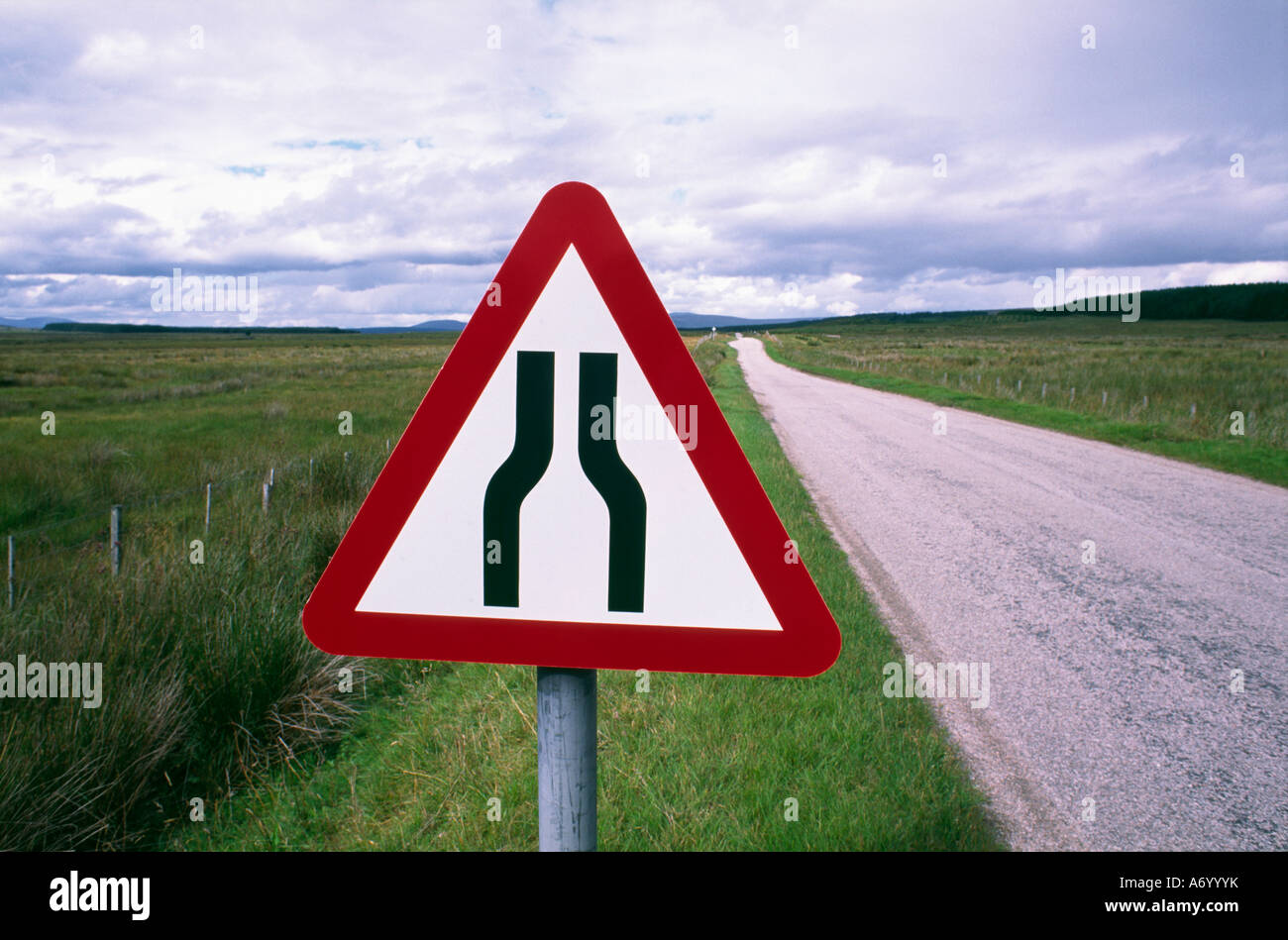 Sign & road, Scotland Highland Stock Photo - Alamy