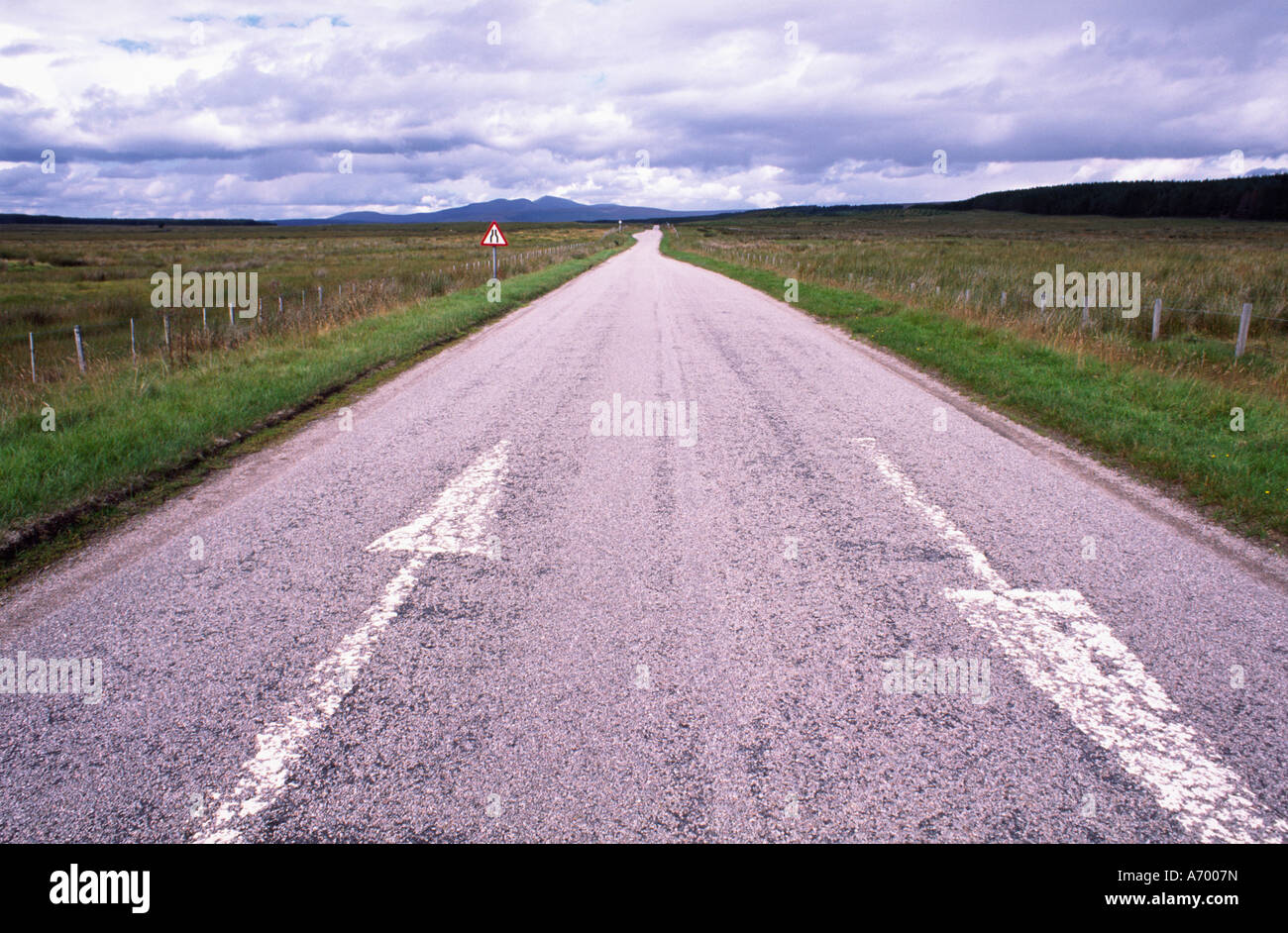 Sign & road, Scotland Highland Stock Photo - Alamy