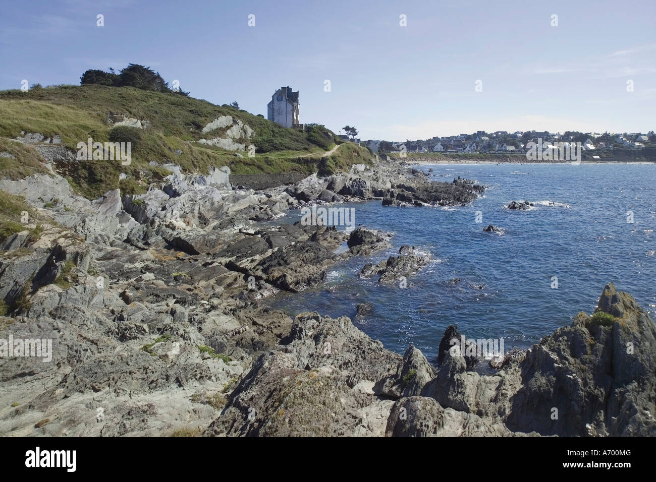 Loquirec on the Armorican corniche Amorique coast Finistere Brittany ...