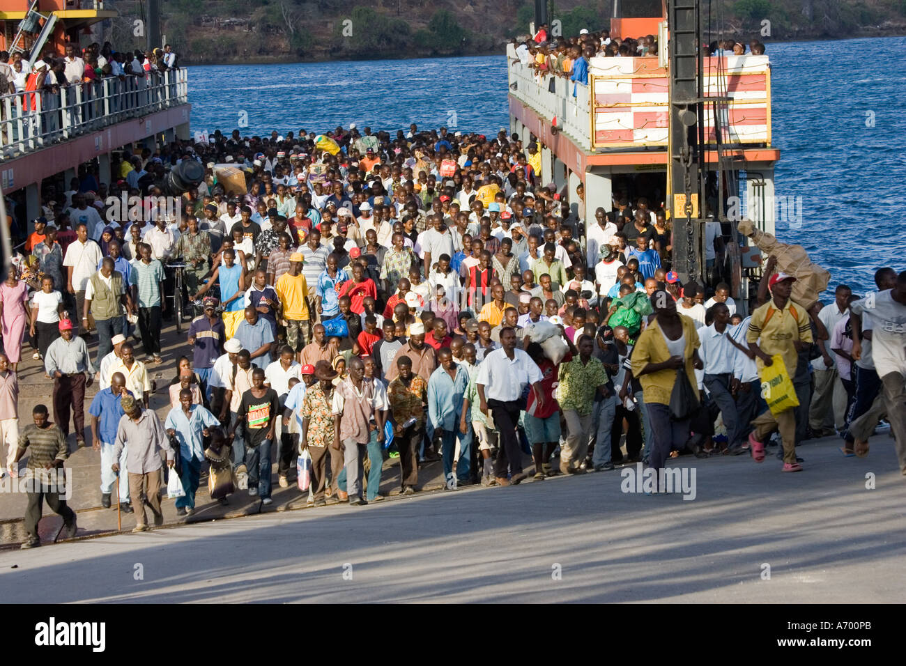 Passengers disembarking from MV Kilindini at Likoni Mombasa Kenya East ...