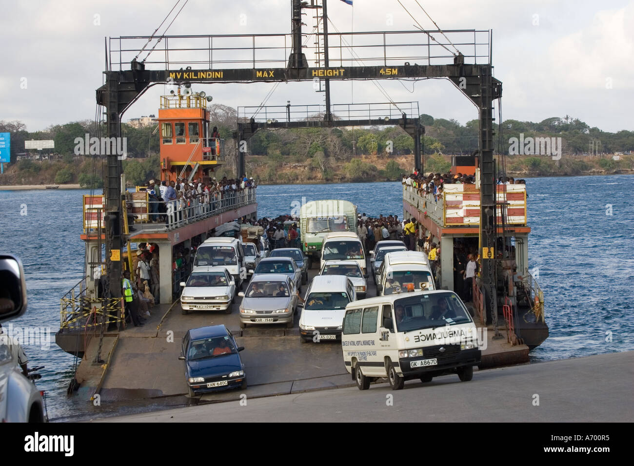 Vehicles disembarking from MV Kilindini at Likoni Mombasa Kenya East ...