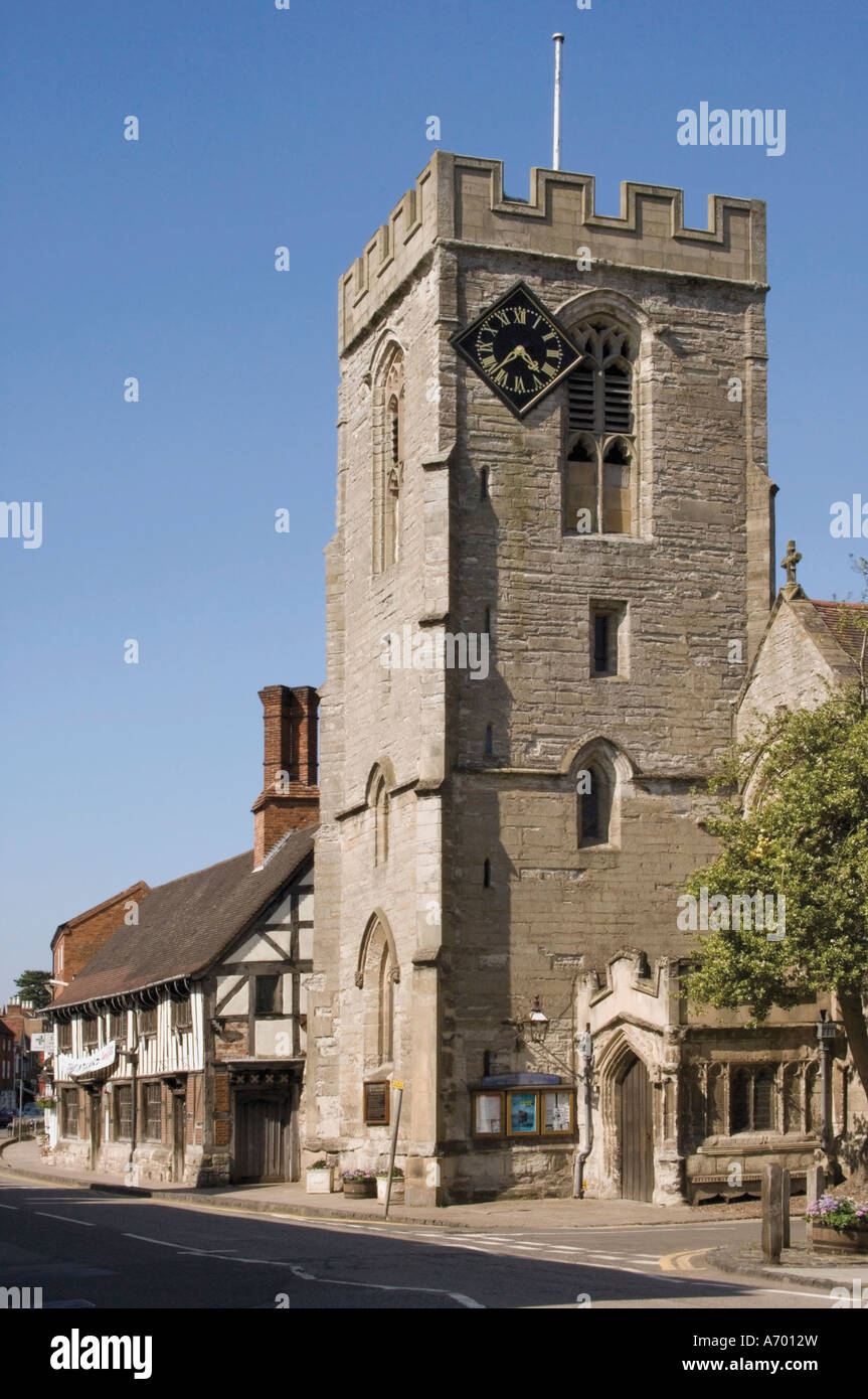 Medieval Tudor guildhall and church of St John the Baptist High Street ...