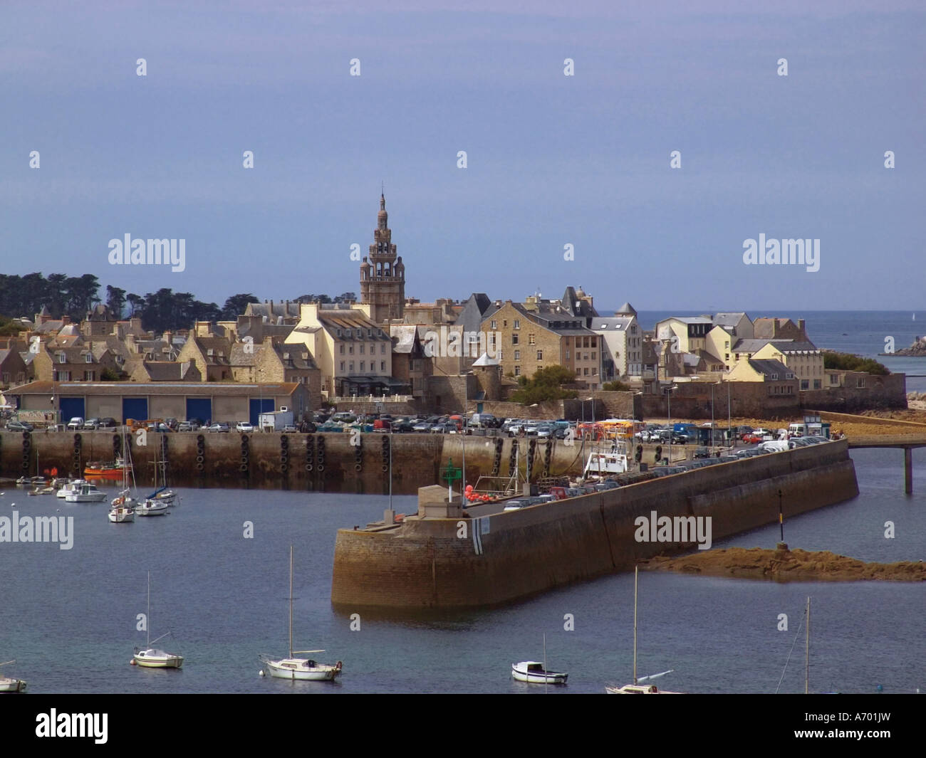 Port and harbour Roscoff Finistere Brittany France Europe Stock Photo ...