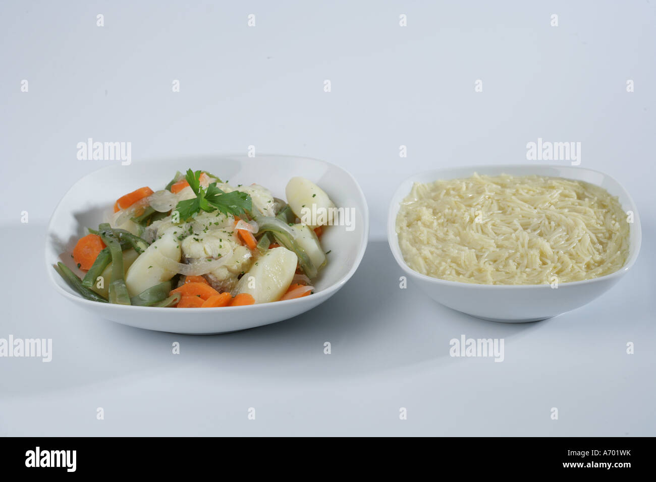 Monkfish with vegetables and noodles soup Stock Photo - Alamy