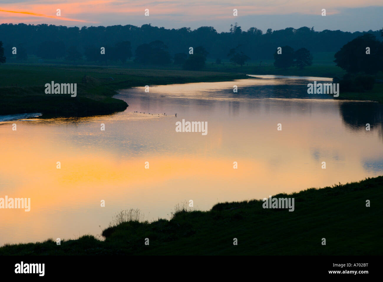 Sunset on the River Tweed in Kelso Scottish Borders UK Stock Photo - Alamy