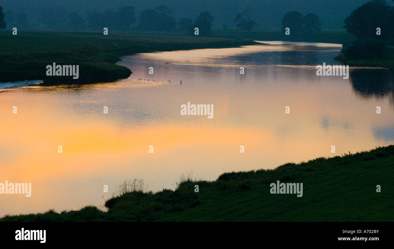 Sunset on the River Tweed in Kelso Scottish Borders UK Stock Photo - Alamy