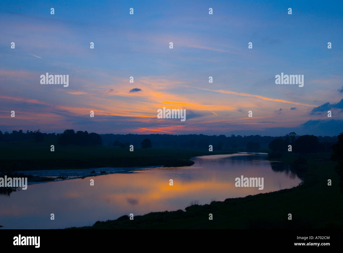 Sunset on the River Tweed in Kelso Scottish Borders UK Stock Photo - Alamy