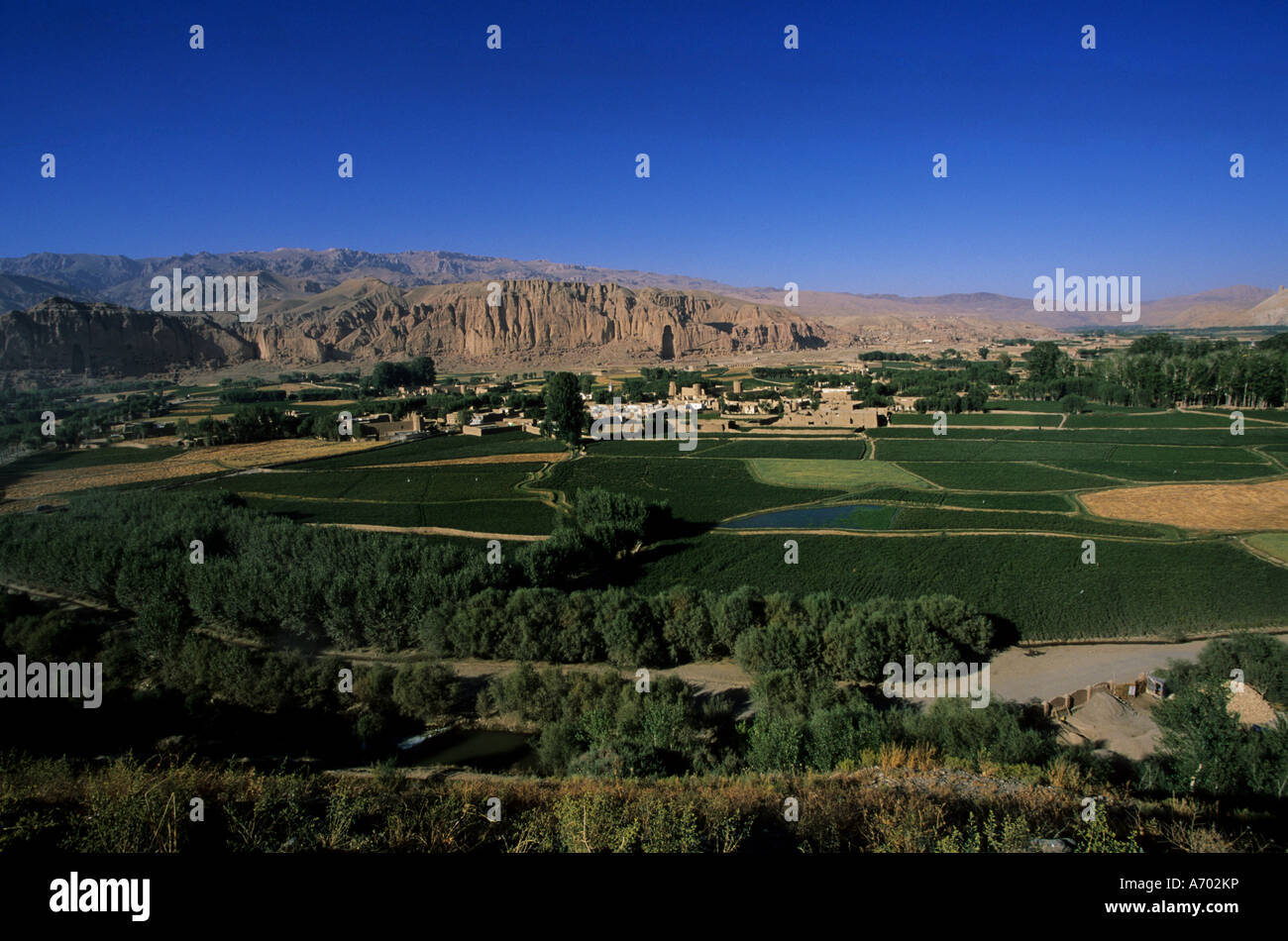 View of Bamiyan showing cliffs with two empty niches where the famous ...