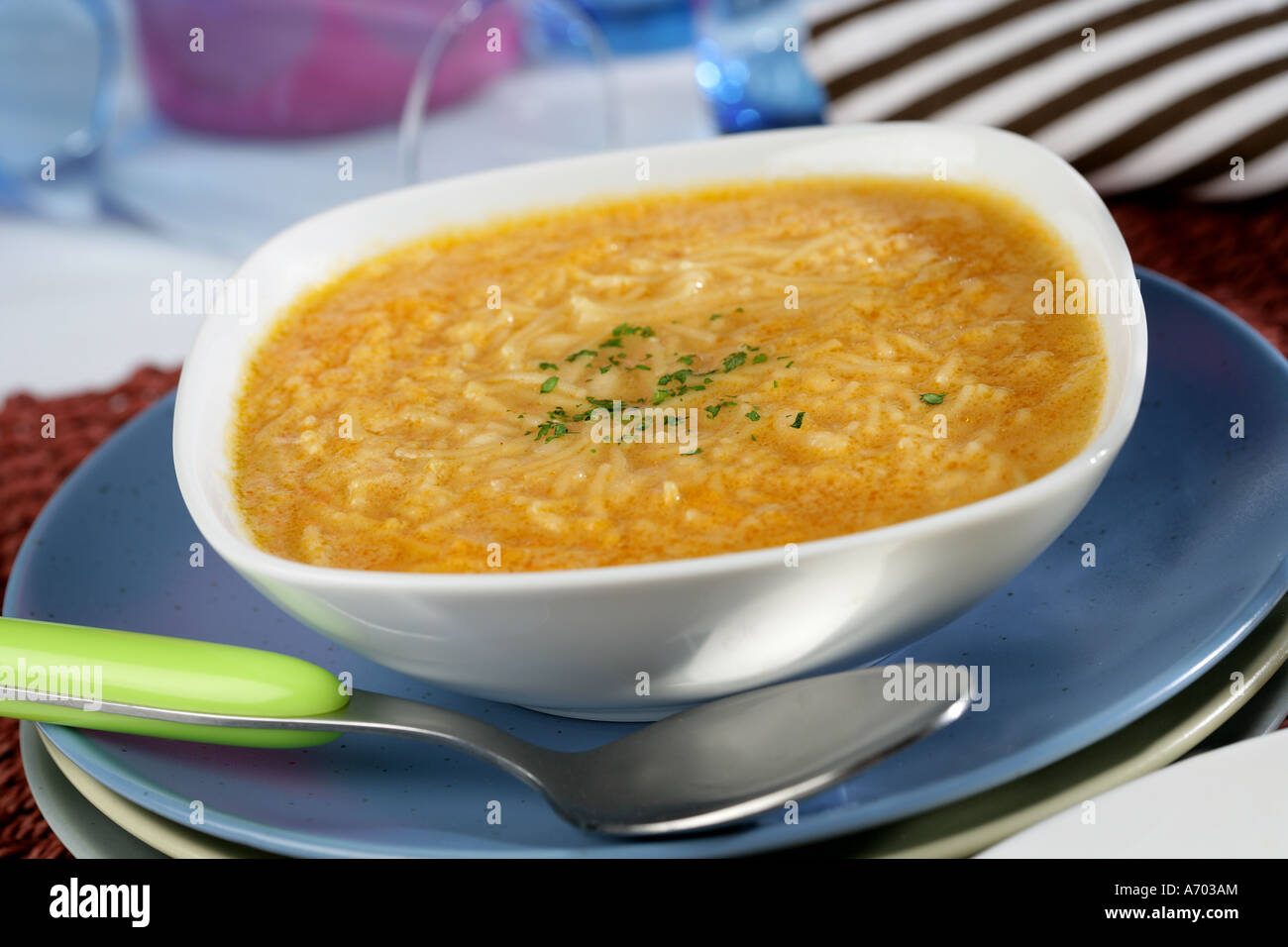 Noodle soup made with monkfish casserole Stock Photo - Alamy