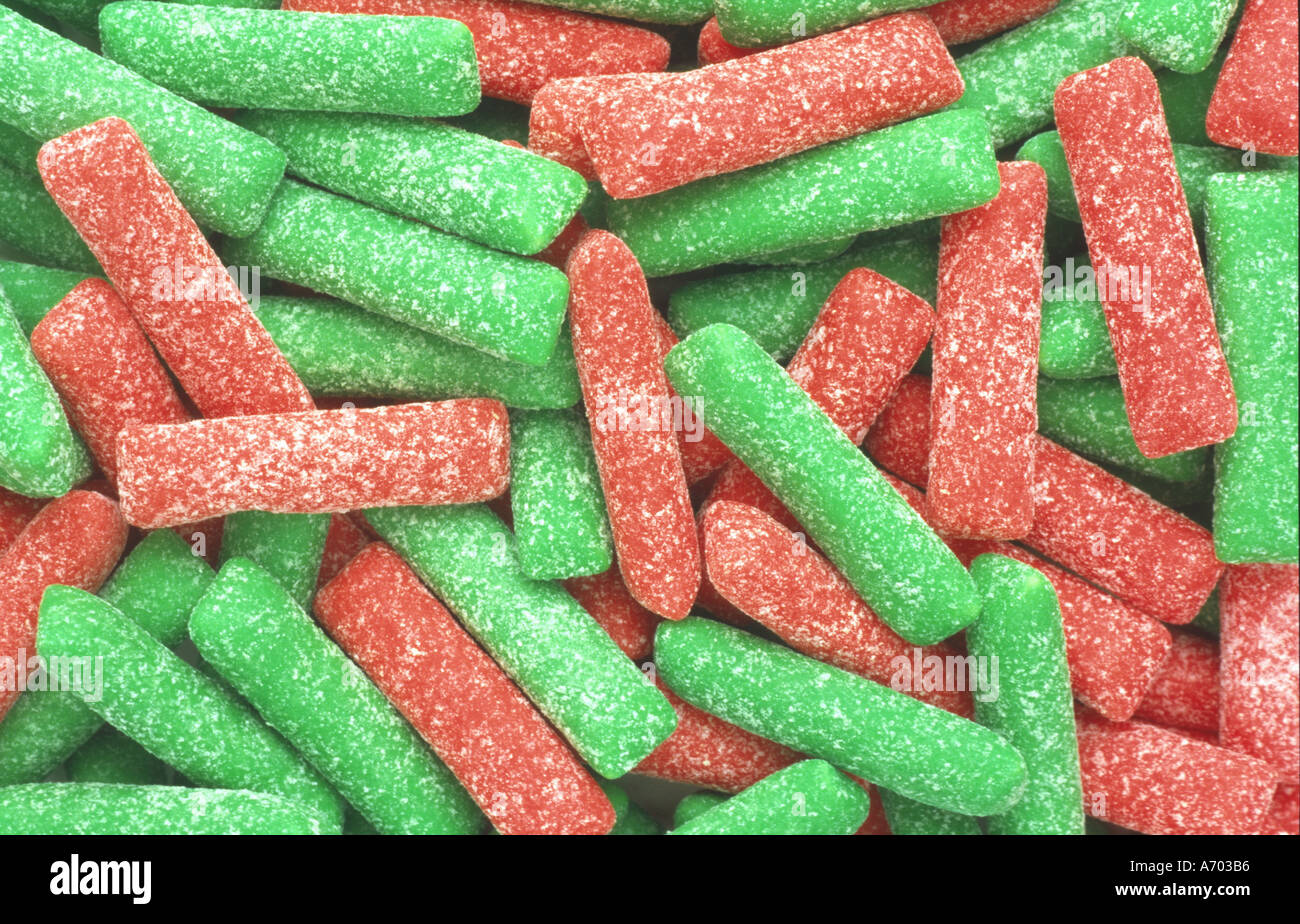 sweets green and red jelly sticks Stock Photo - Alamy