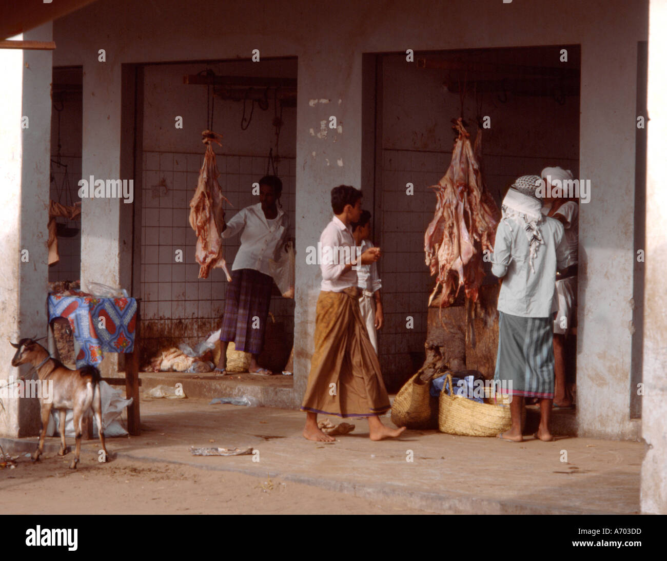 yemen butcher butchershop at the bazar of sana sanaa slaughterman meat ...