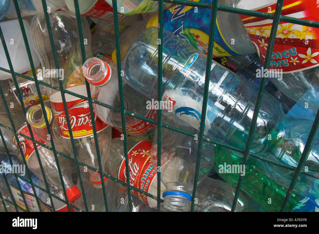Empty plastic bottles in a recycling container Stock Photo - Alamy