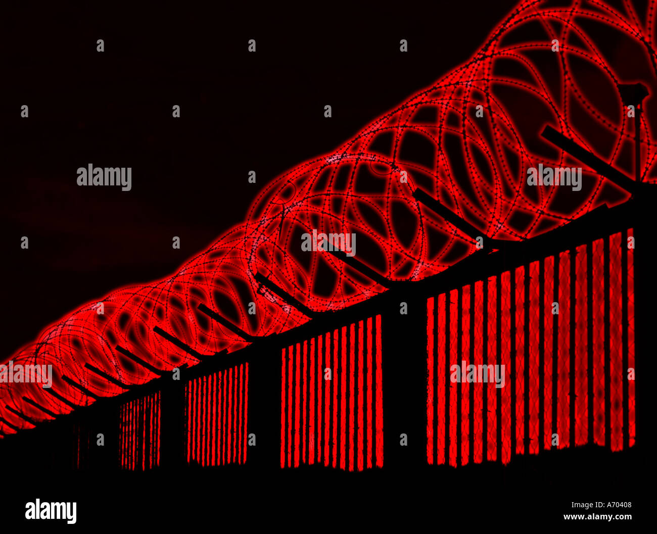 fence fence post spike barb barrier Stock Photo - Alamy