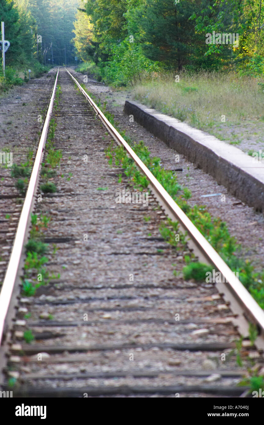 Converging railway tracks. Lonneberga Smaland region. Sweden, Europe ...