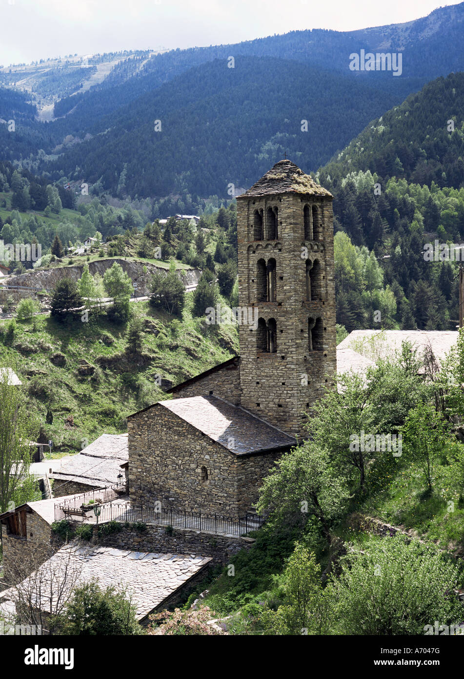 Church of St Climent de Pal Lombard Romanesque belfry from 12th century ...