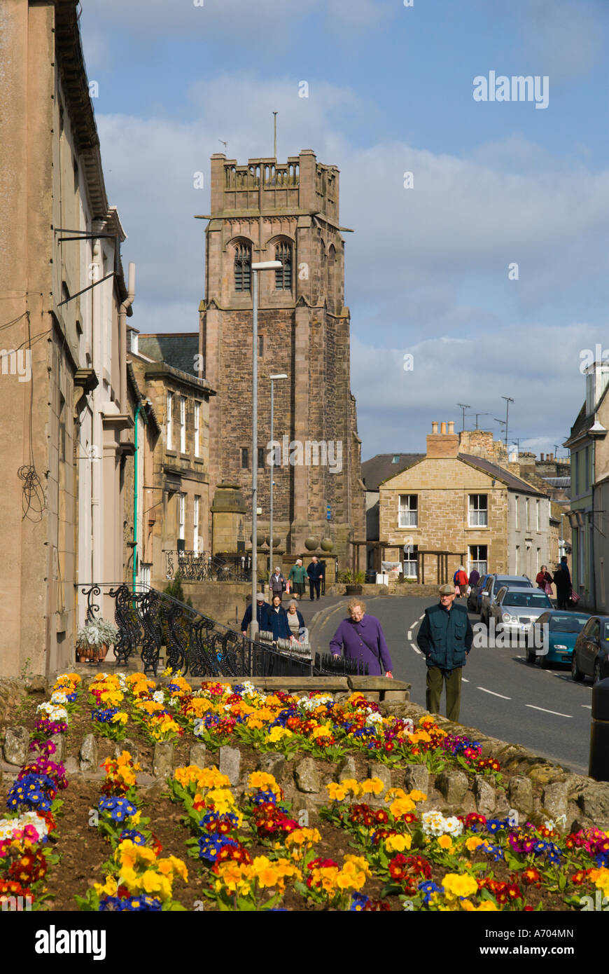 Coldstream Berwickshire Scottish Borders the High Street seen in April ...