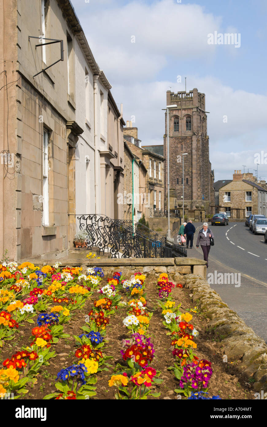 Coldstream Berwickshire Scottish Borders the High Street seen in April ...