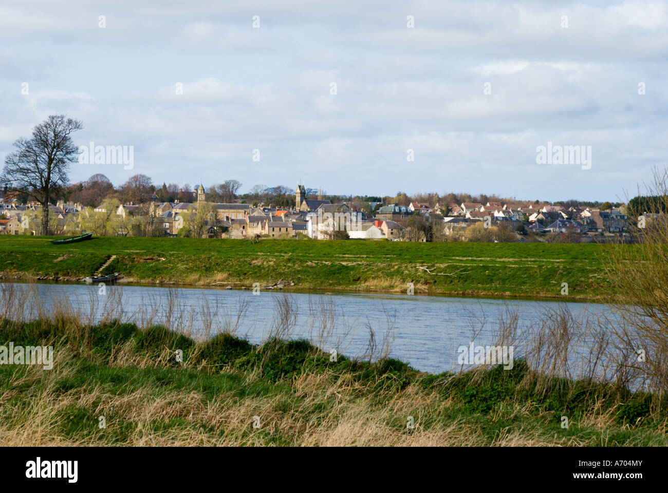 Coldstream Berwickshire Scottish Borders view of the town from across ...