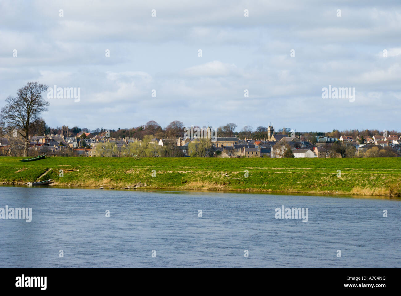 Coldstream Berwickshire Scottish Borders view of the town from across ...