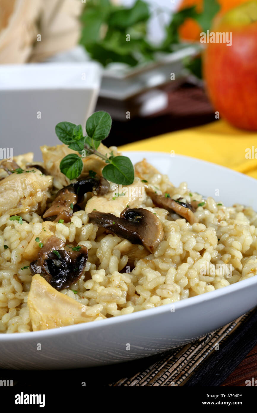 Curry rice with mushrooms and chicken Stock Photo - Alamy