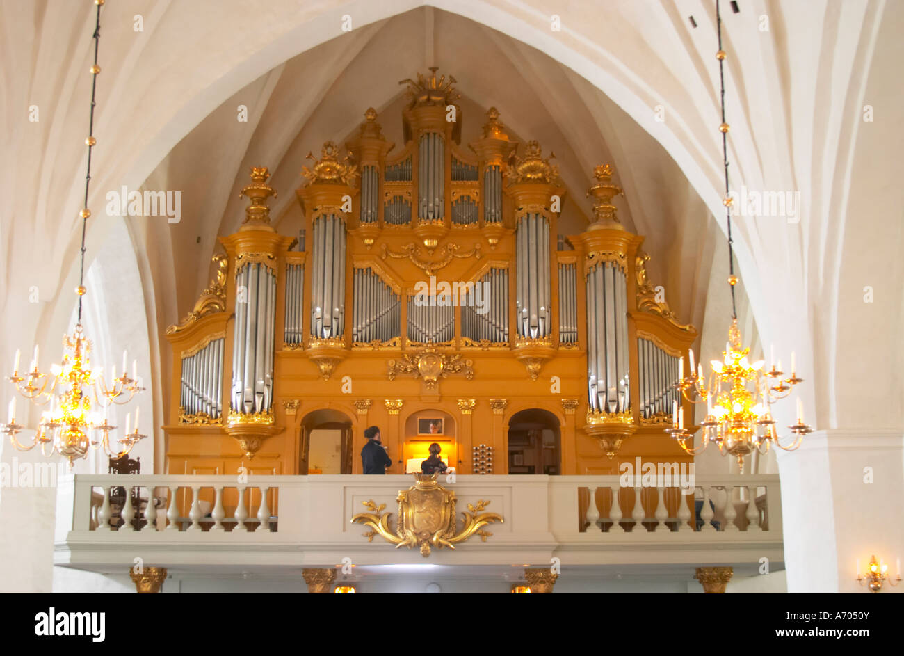 The Vaxjo cathedral church. the organ. Vaxjo town. Smaland region ...