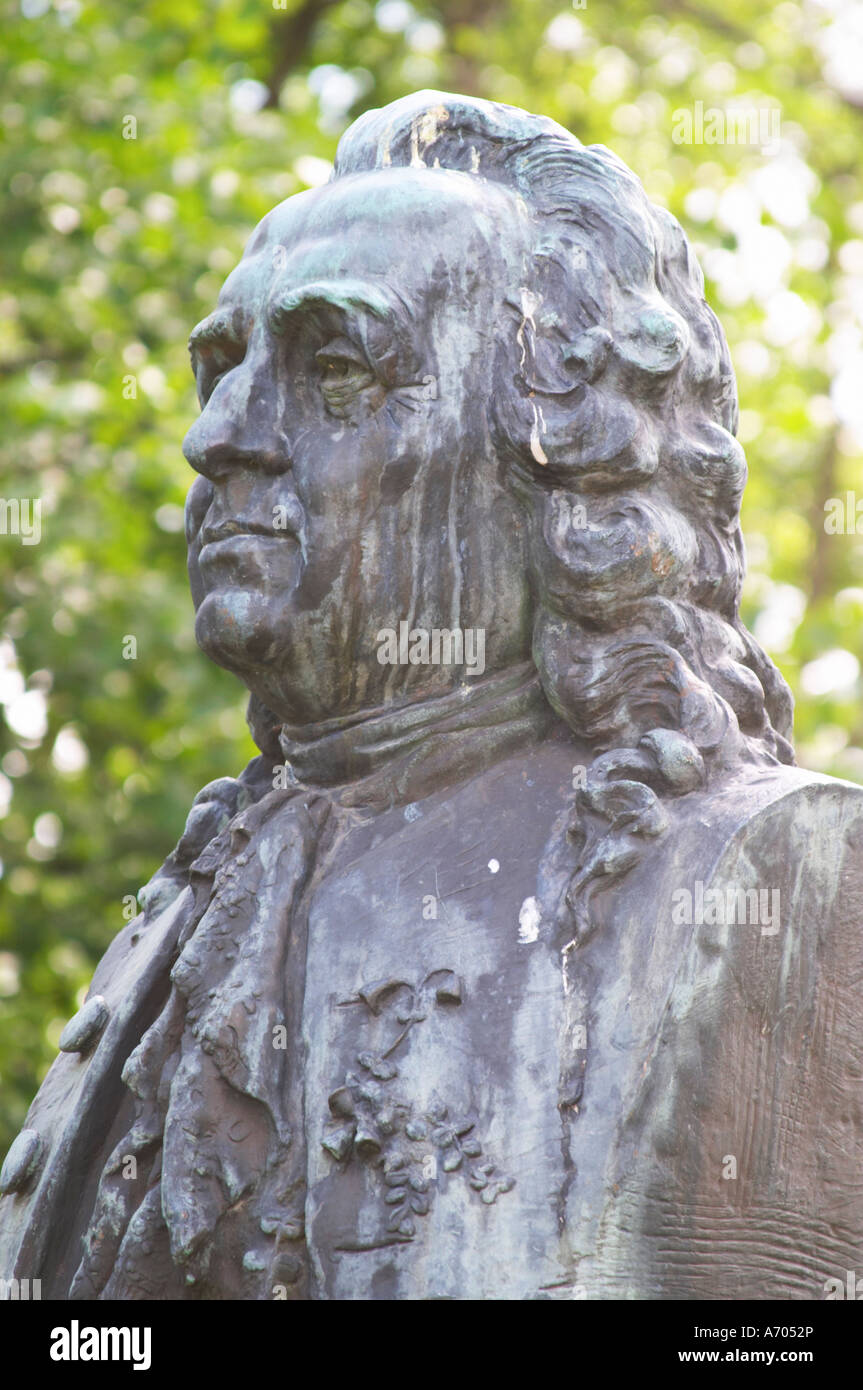 A statue of Carl von Linné Linne Carolus Linnaeus in the cathedral park ...