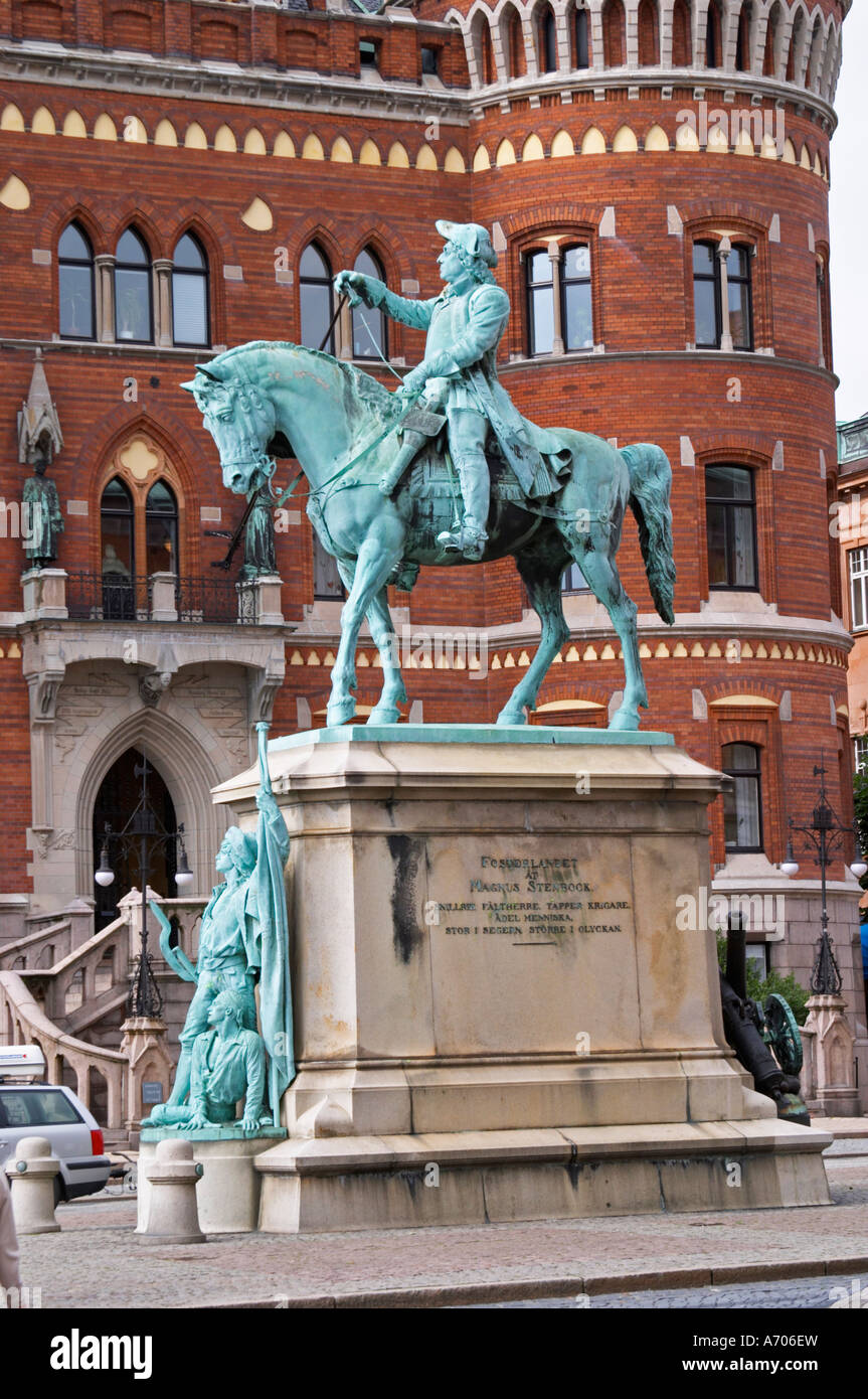 Equestrian statue with Magnus Gustafsson Stenbock on the Hamntorget ...