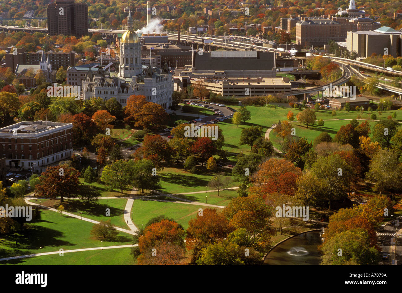 Bushnell park aerial view hartford hi-res stock photography and images ...