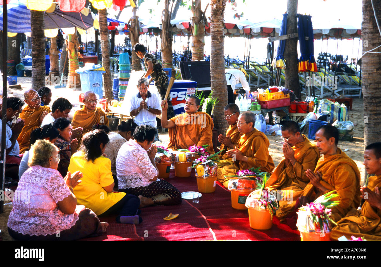Thailand Thai Buddhist monk religion temple Monks eating midday meal ...