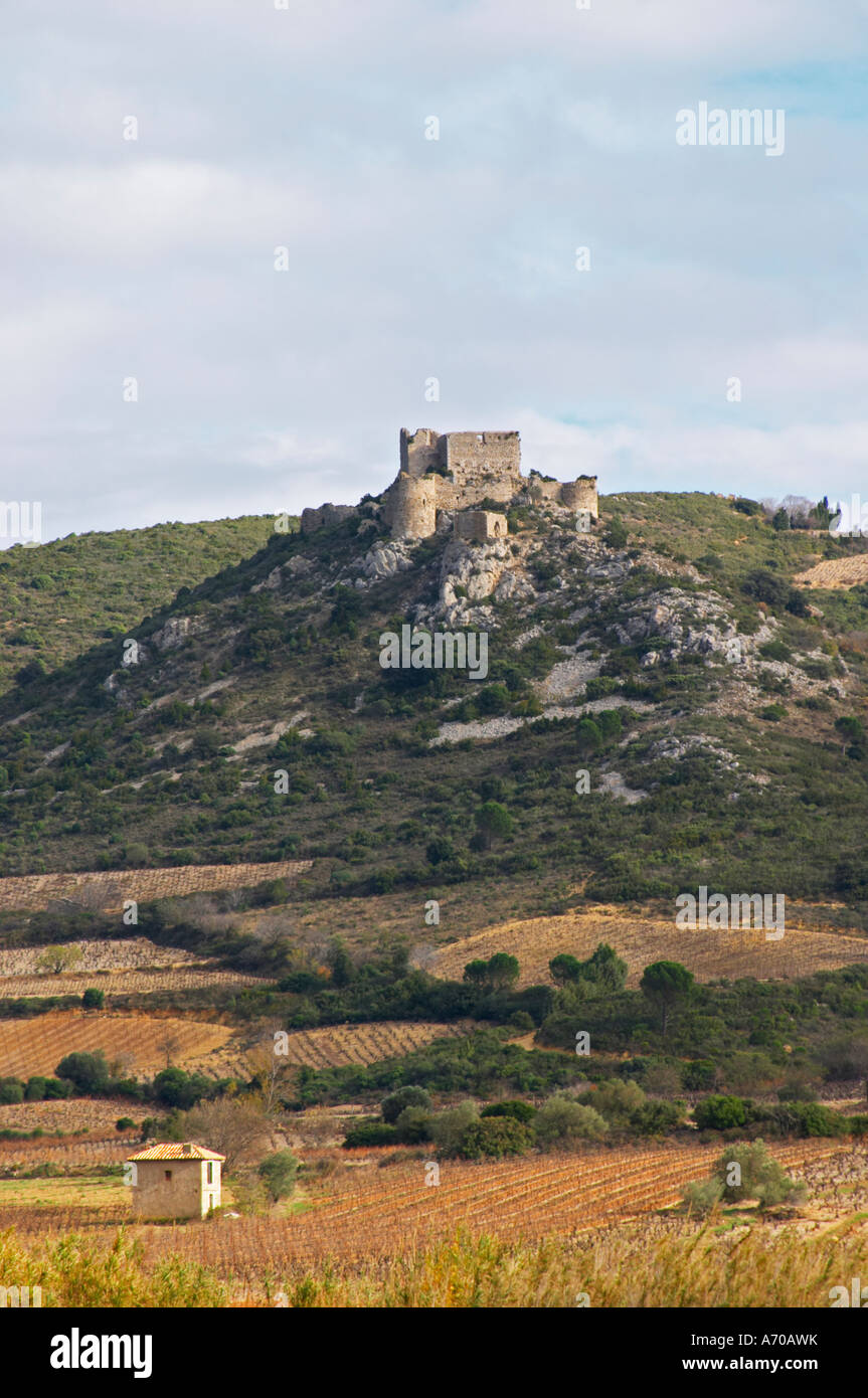 The Chateau d’Aguilar Cathar hilltop fortress dating from the 11th and ...