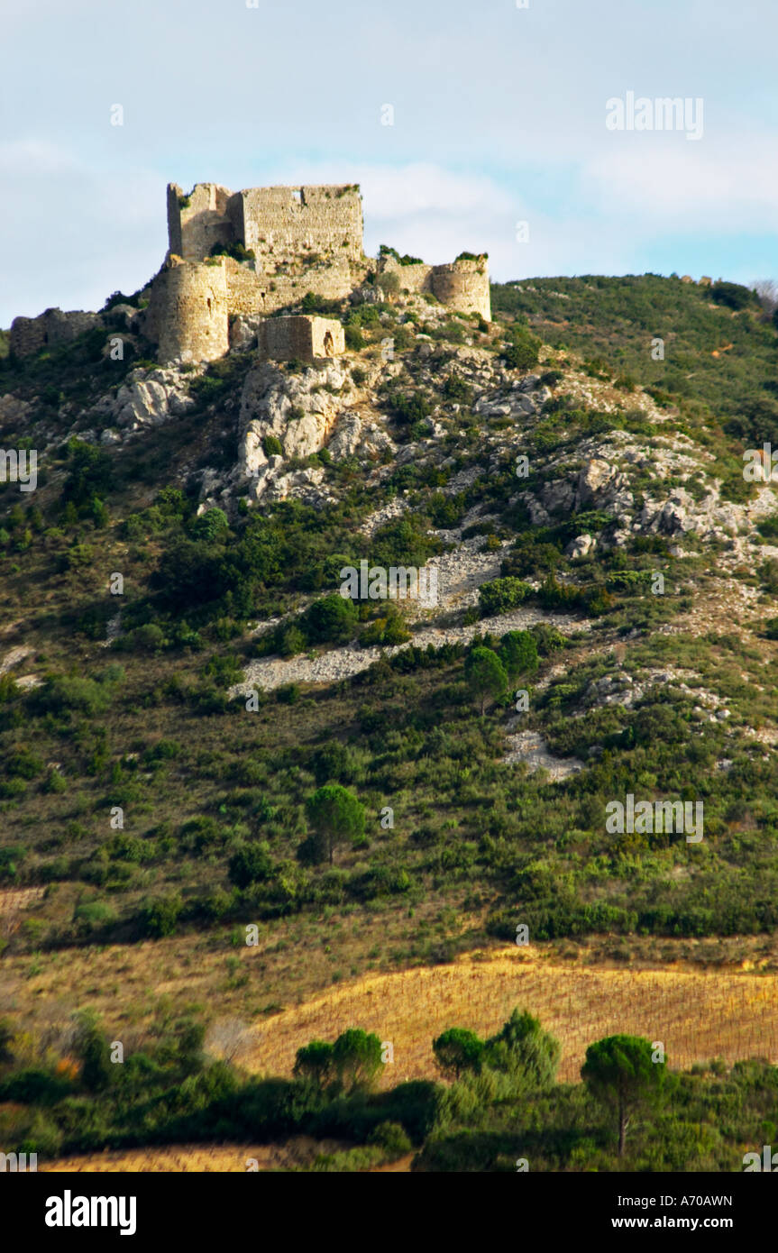 The Chateau d’Aguilar Cathar hilltop fortress dating from the 11th and ...