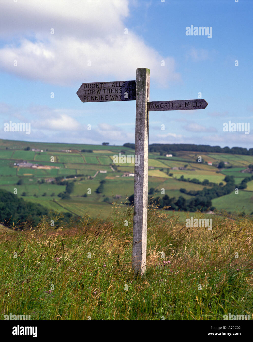Signpost Haworth West Yorkshire England Stock Photo - Alamy