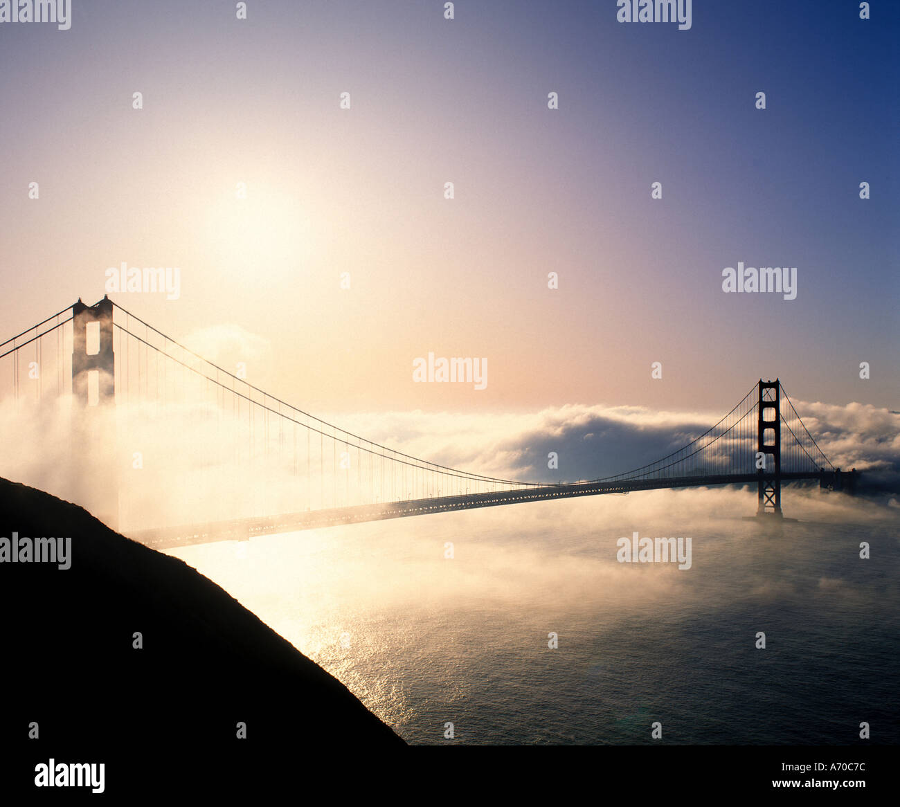 Mist morning "Golden Gate Bridge" "San Francisco" California USA Stock ...