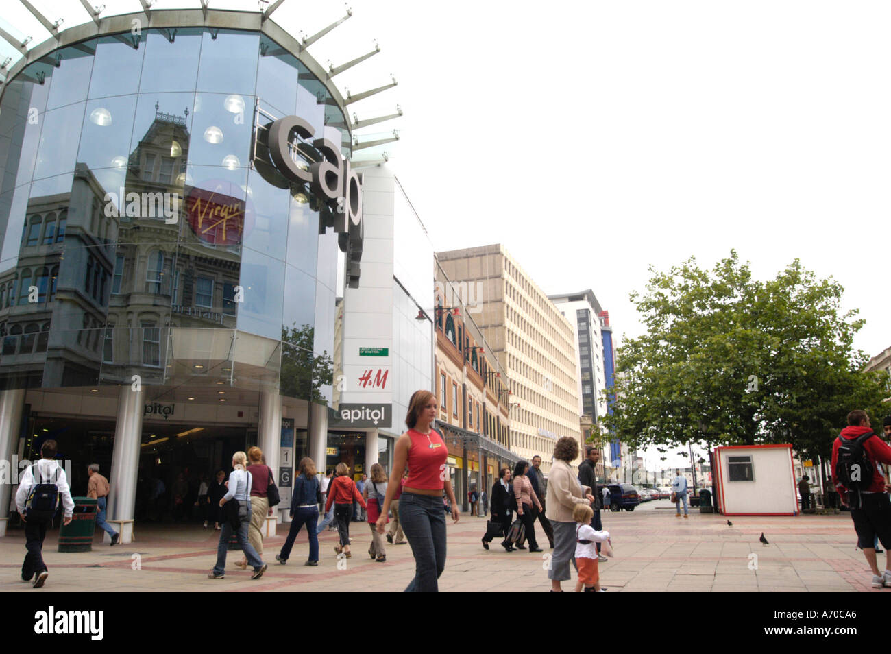 Shoppers outside the Capitol Shopping Centre in Cardiff Stock Photo - Alamy