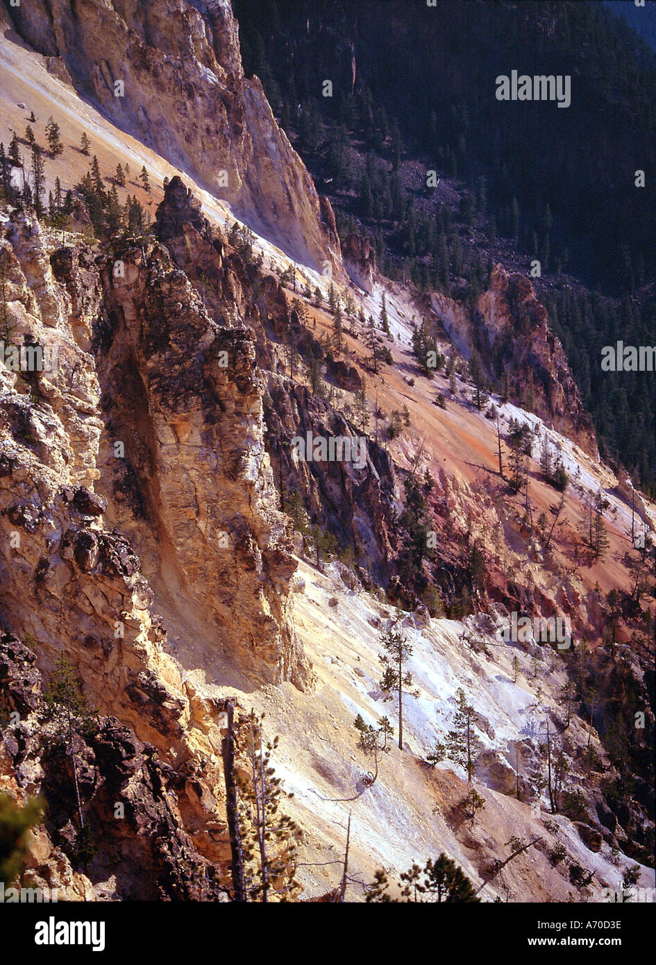 Grand Canyon of the Yellowstone rocks wall Stock Photo - Alamy