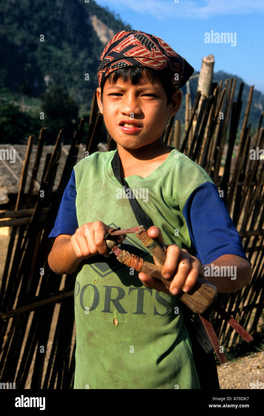 Thailand Thai Boy Catapult Refugee Camp Burma Stock Photo - Alamy