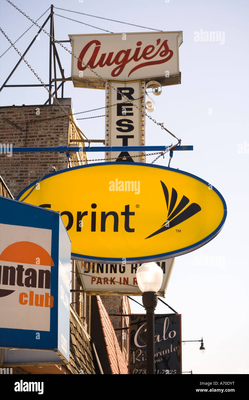 Vintage and modern signs Chicago IL USA Stock Photo - Alamy