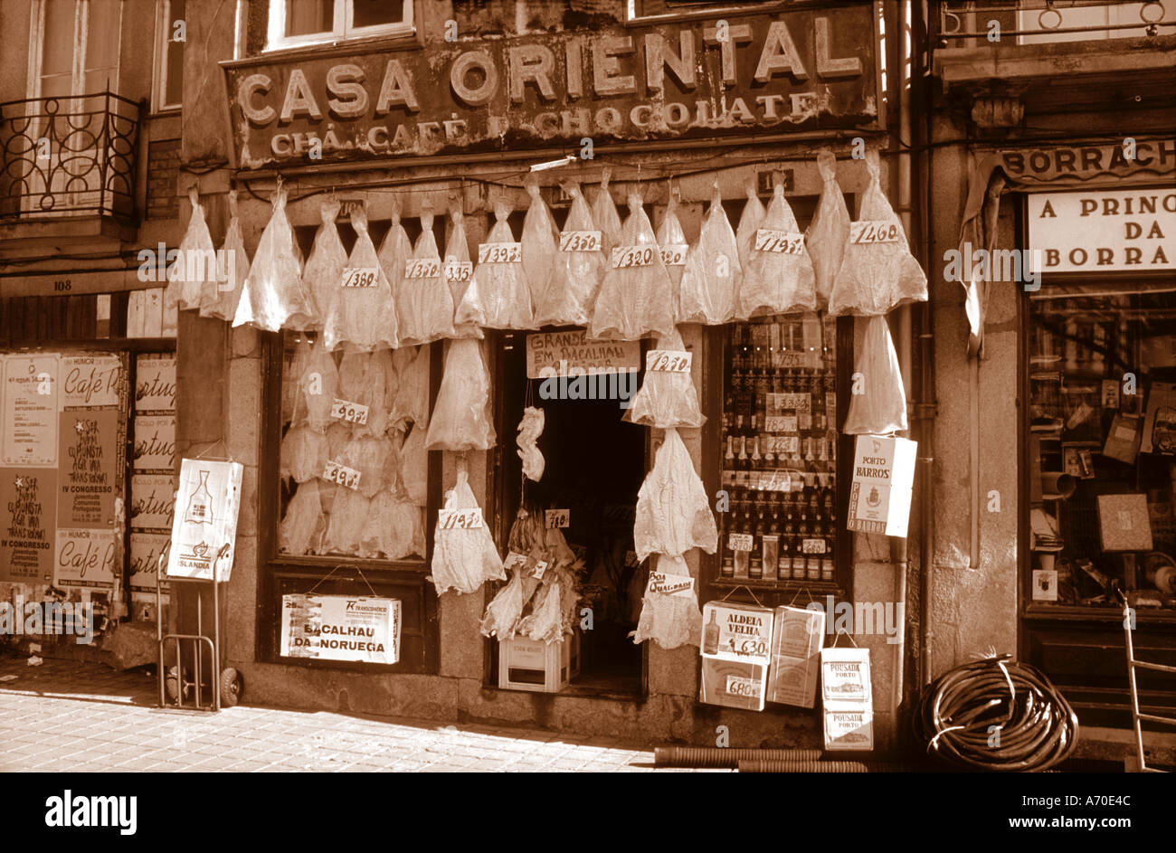 Porto Portugal old shop in Rua Dos Clerigos selling traditional port ...