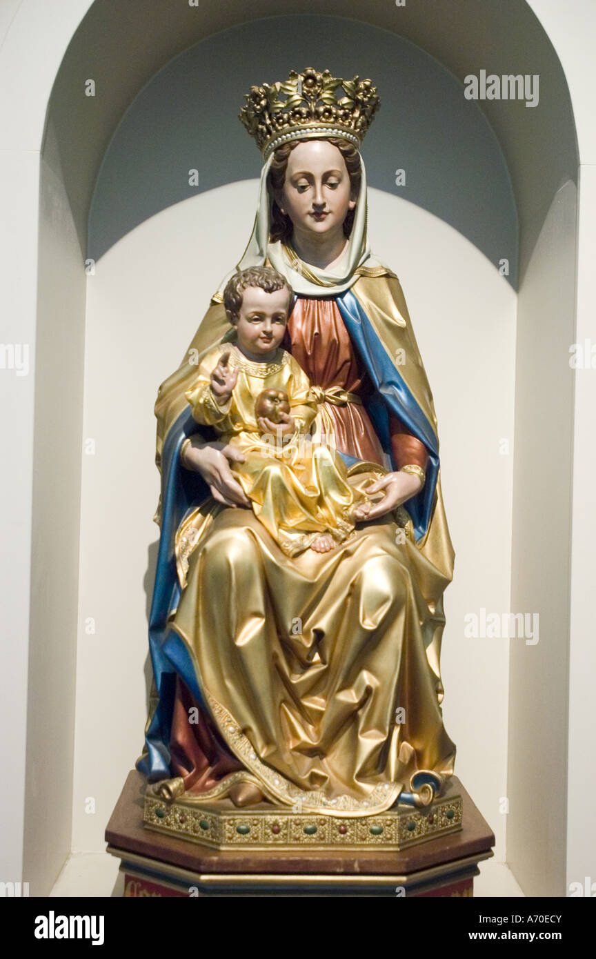 Statue of Virgin Mary and Christ Child at the altar in St Catherine ...