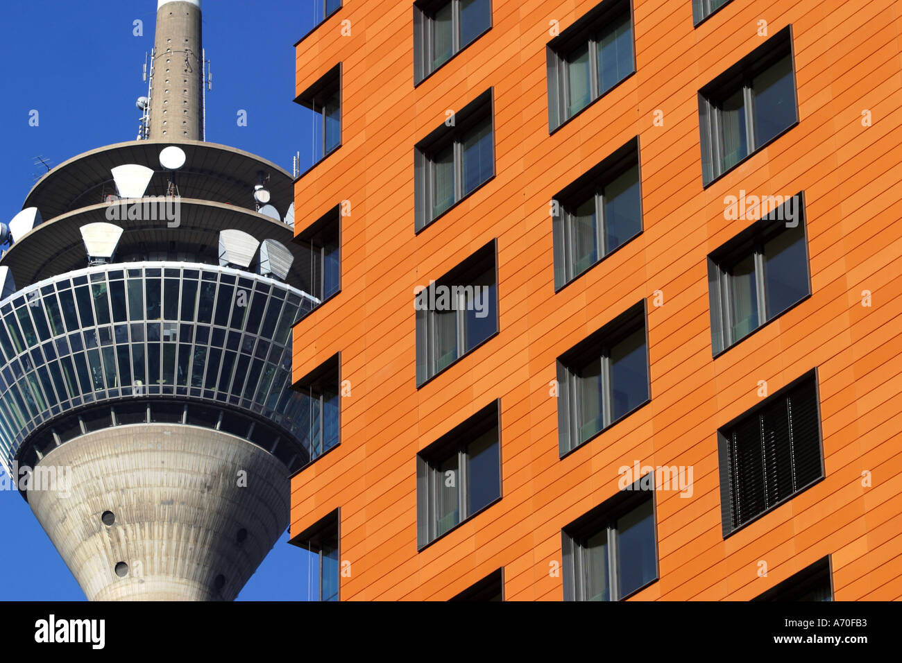 Dusseldorf rheinturm tower clock hi-res stock photography and images ...